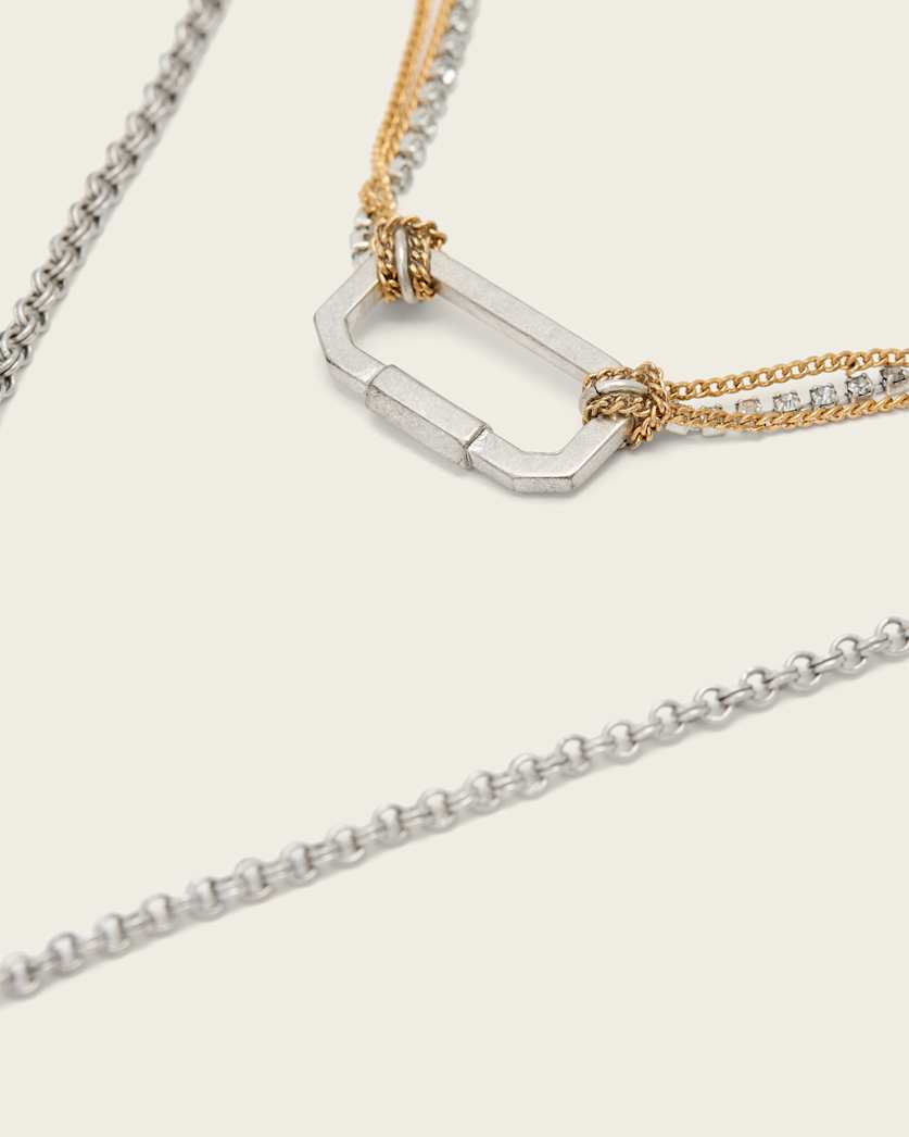 April Double Necklace WARM SILVER/BRASS | ALLSAINTS Canada